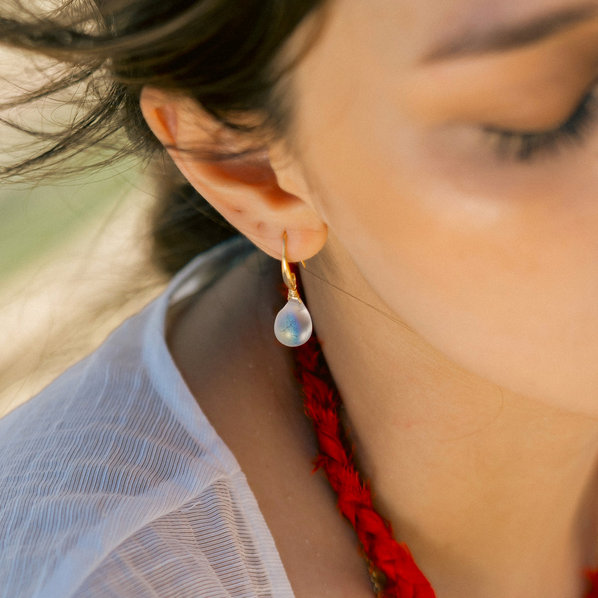 Paradiso Handmade Teardrop Sea Glass Earrings (Frost White) – ISLA.PH